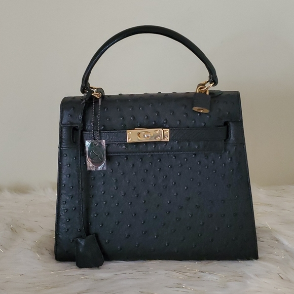 Bags | Jra Ostrich Leather Kelly Bag | Poshmark